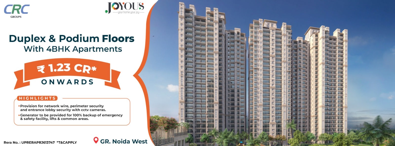 CRC JOYOUS 2/3 BHK Flat in Techzone IV Noida Extension Greater Noida West