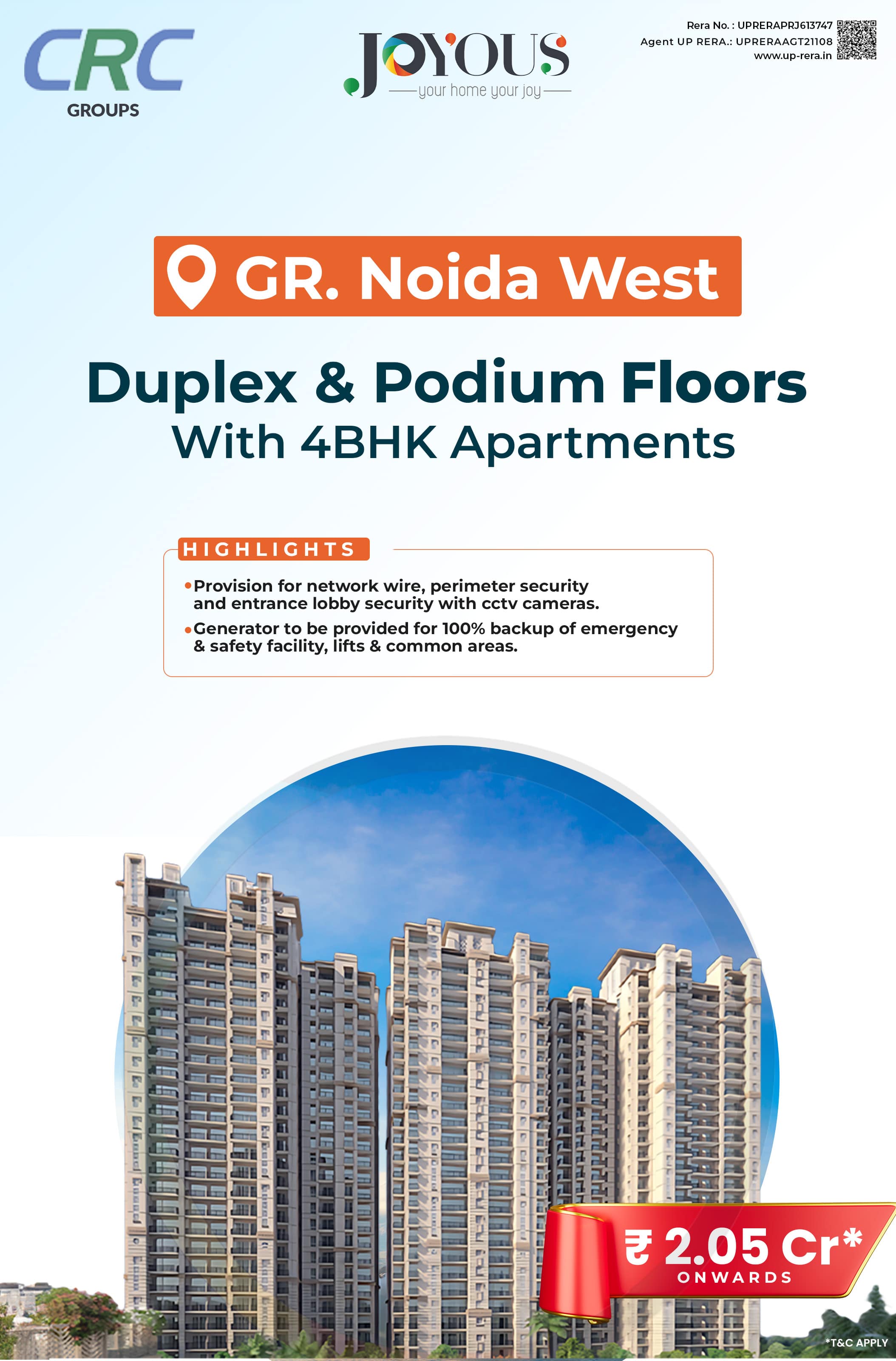 CRC JOYOUS 2/3 BHK Flat in Techzone IV Noida Extension Greater Noida West